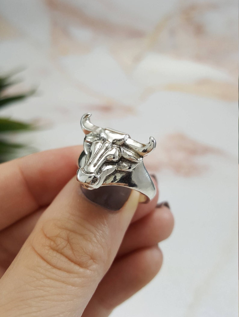 Taurus Ring in Sterling Silver Silver Bull Ring Silver - Etsy UK
