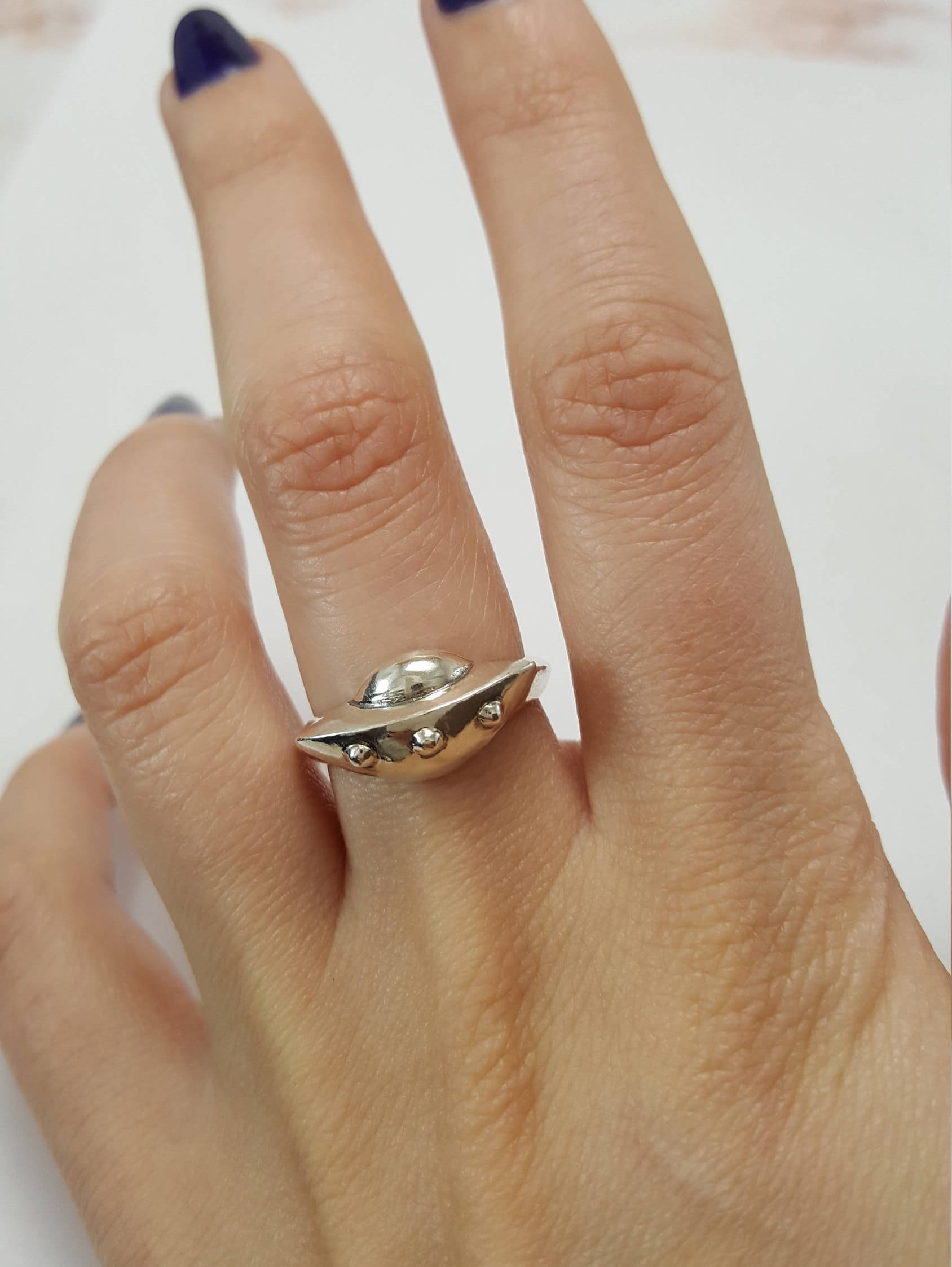 UFO Ring in Sterling Silver Silver UFO Ring Silver Flying | Etsy