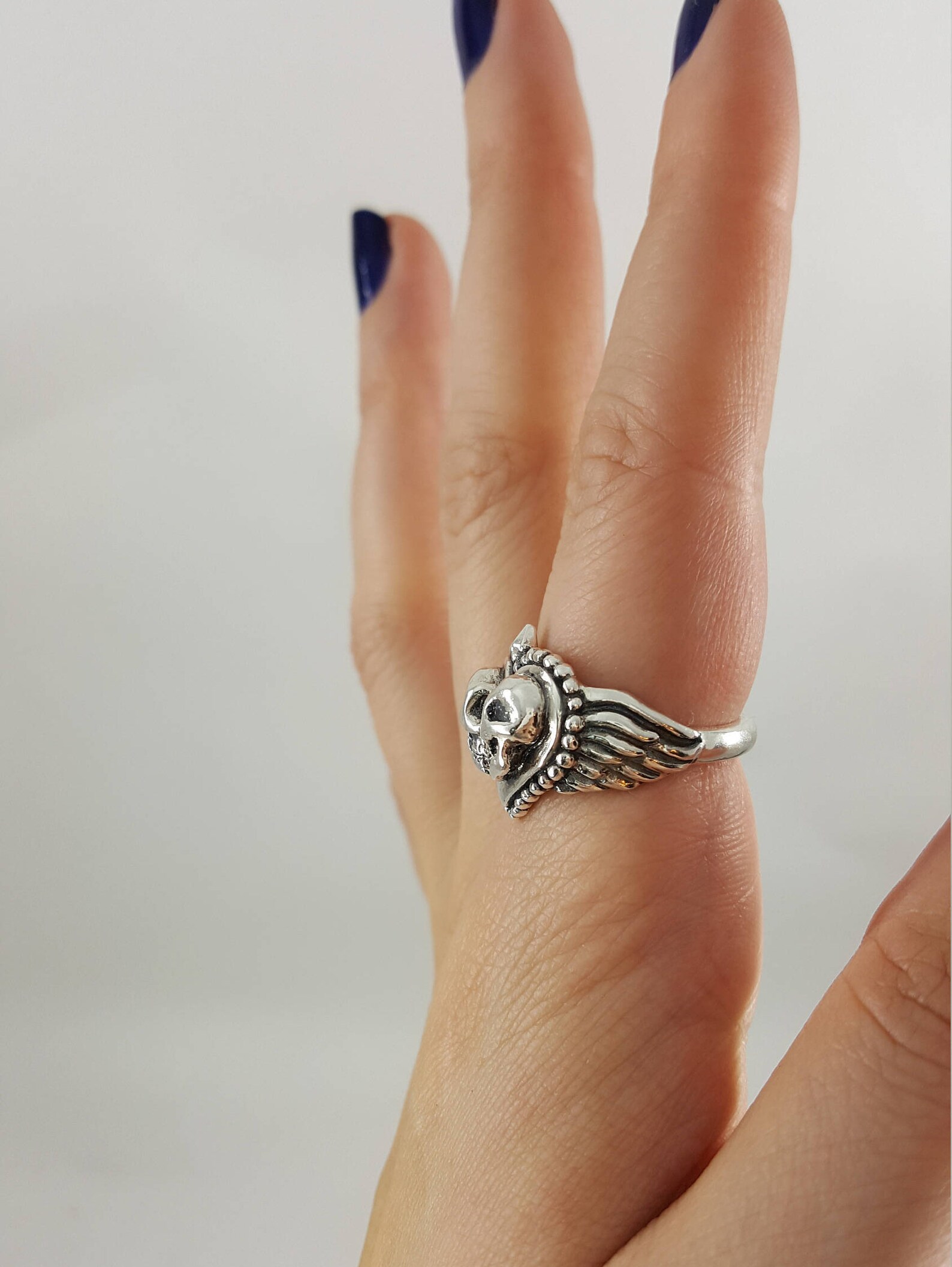 Eternal Love Skull Ring in Sterling Silver, Handcrafted Silver Double ...