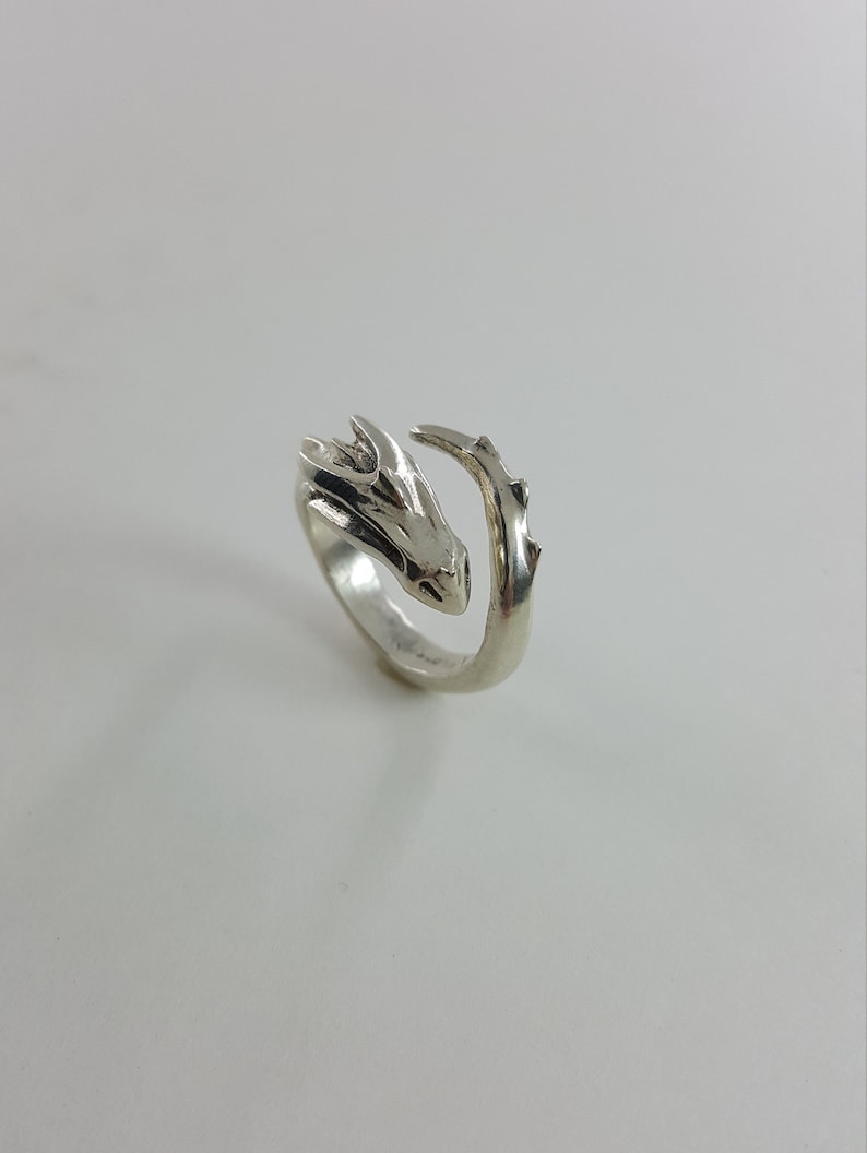 Dragon Wrap Ring in Sterling Silver, Silver Dragon Ring, Silver Wrap ...