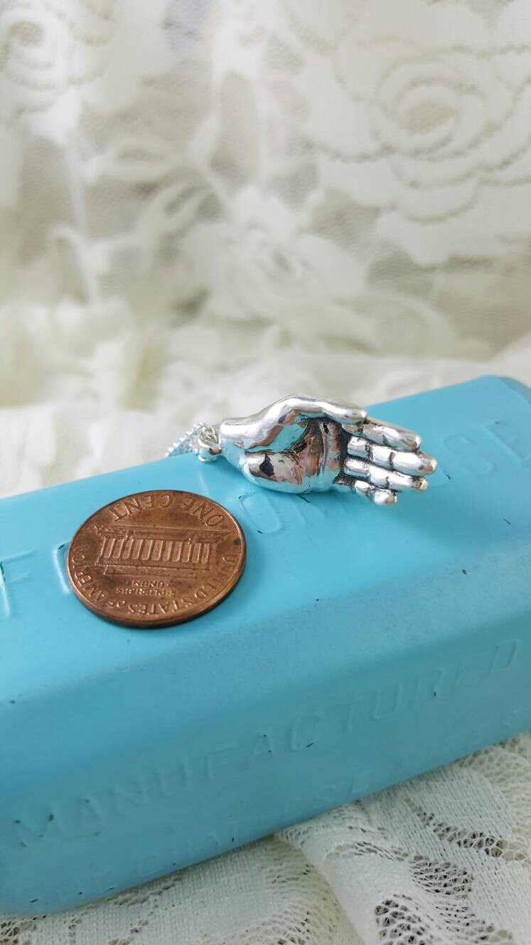 Open Hand Pendant in Sterling Silver Handmade Hand Necklace - Etsy