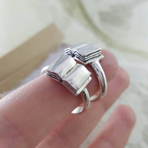 Open Book Ring in Sterling Silver , Handmade Silver Book Ring, Book ...