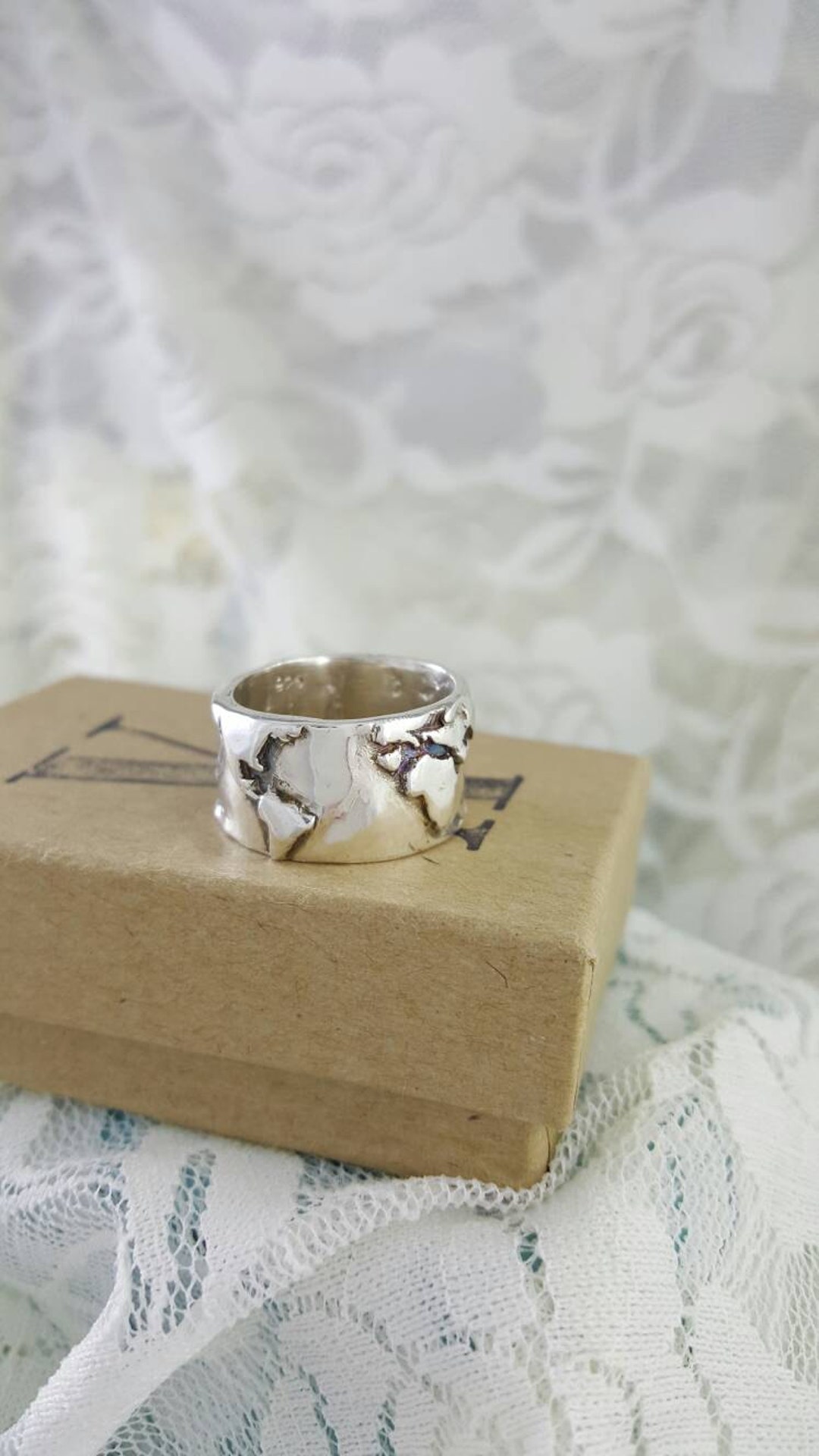 World Map Ring in Sterling Silver , Wide Band Ring, World Traveler ...
