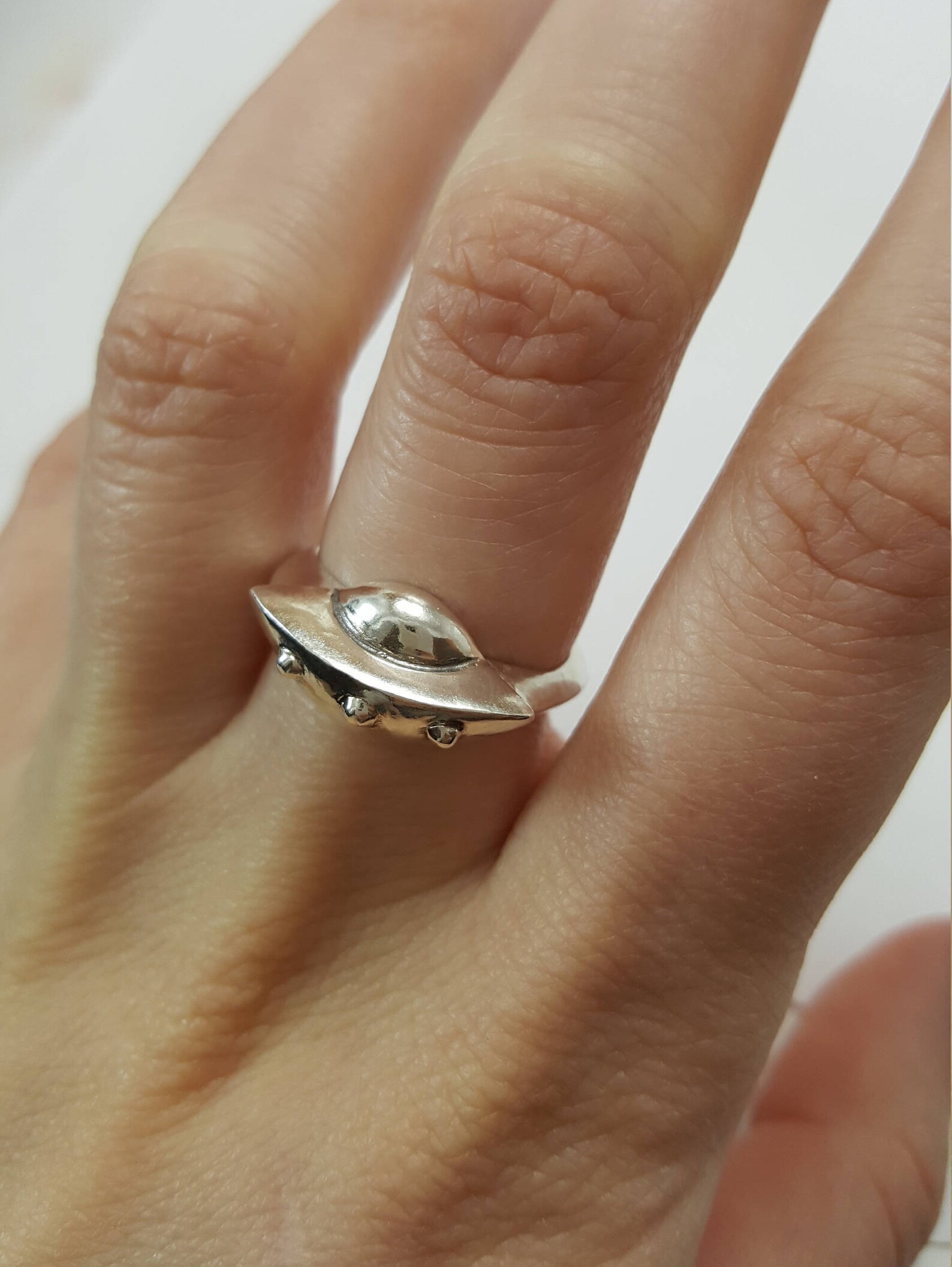 UFO Ring in Sterling Silver, Silver UFO Ring, Silver Flying Saucer Ring ...
