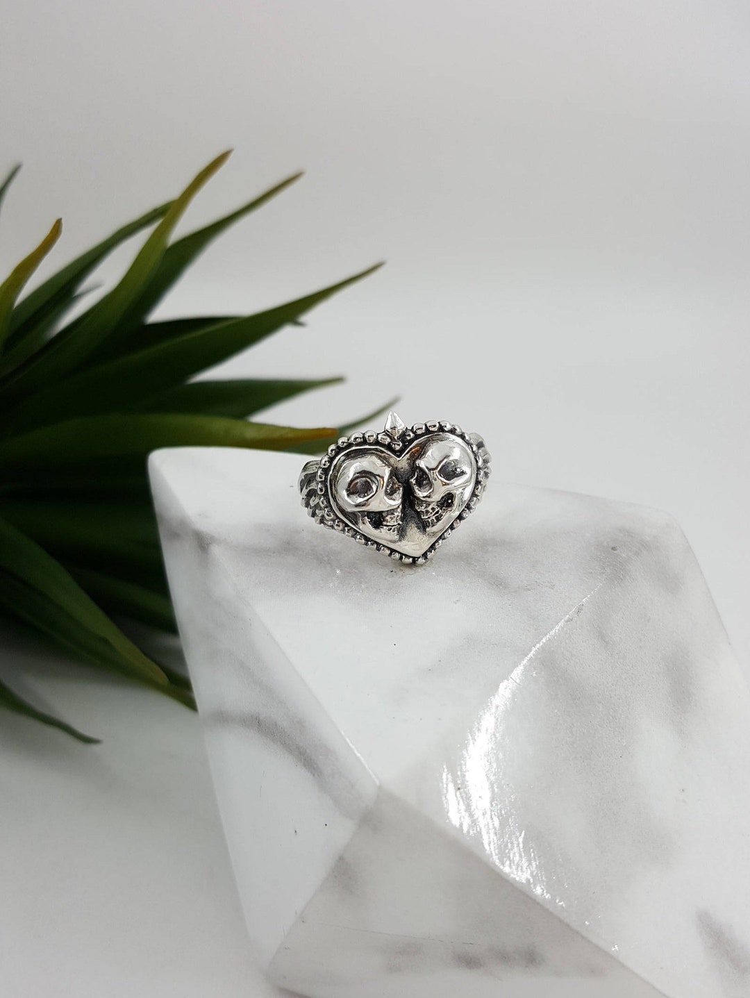 Eternal Love Skull Ring in Sterling Silver, Handcrafted Silver Double ...