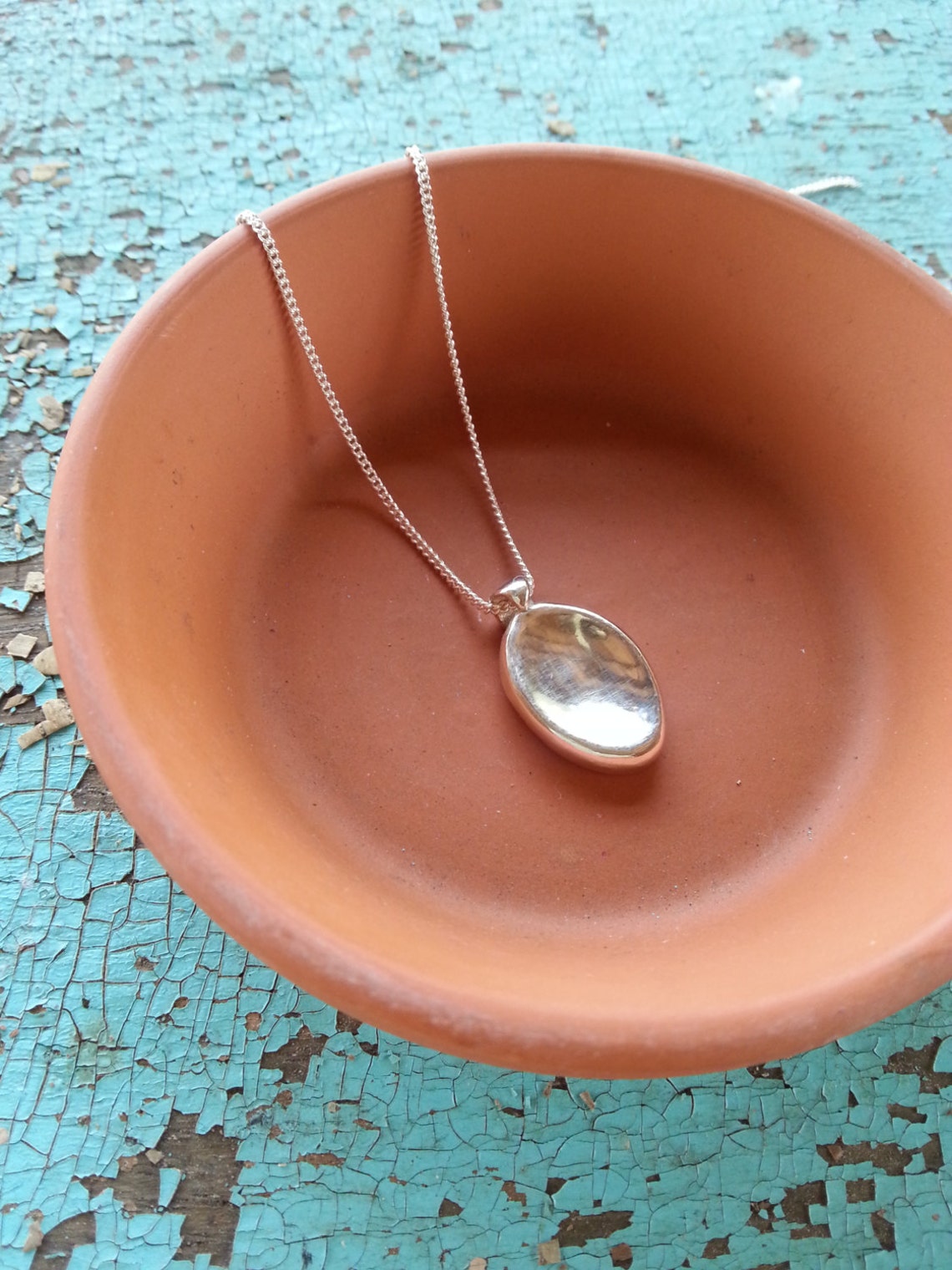 Worry Stone Pendant in Sterling Silver, Silver Worry Stone Necklace ...