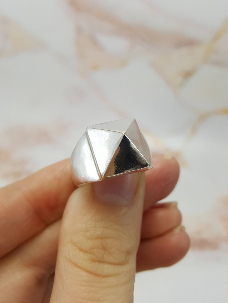 Pyramid Ring in Sterling Silver Silver Pyramid Ring | Etsy
