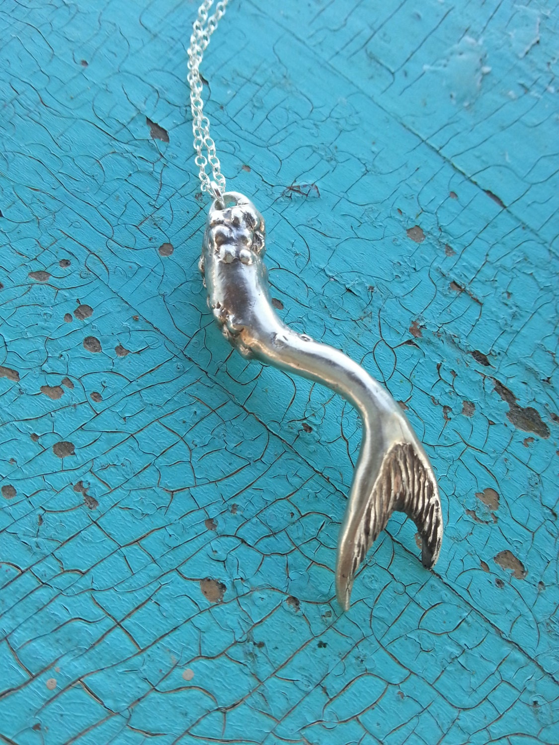 Large Sterling Silver Mermaid Tail Pendant Necklace Handmade - Etsy