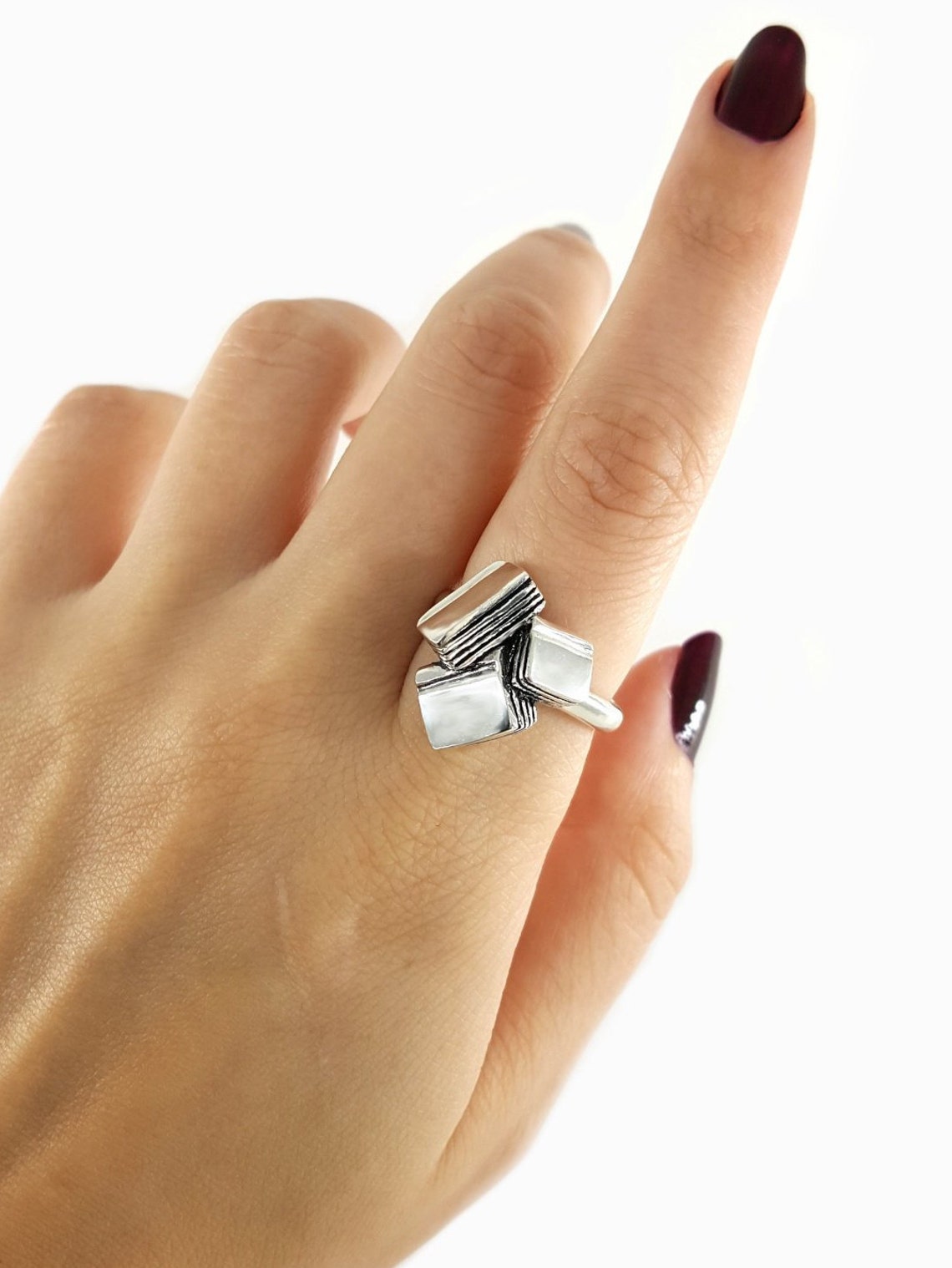 Book Stack Ring in Sterling Silver Silver Book Ring Book - Etsy