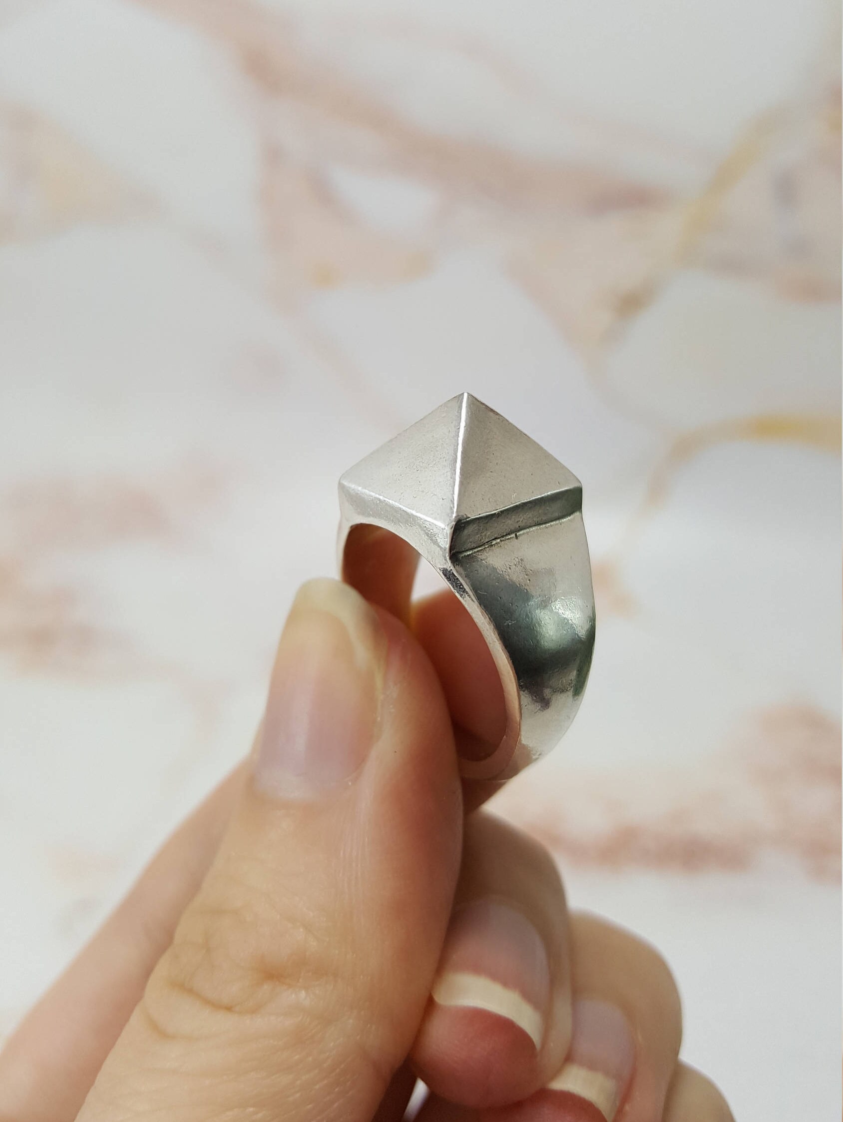 Pyramid Ring in Sterling Silver Silver Pyramid Ring | Etsy