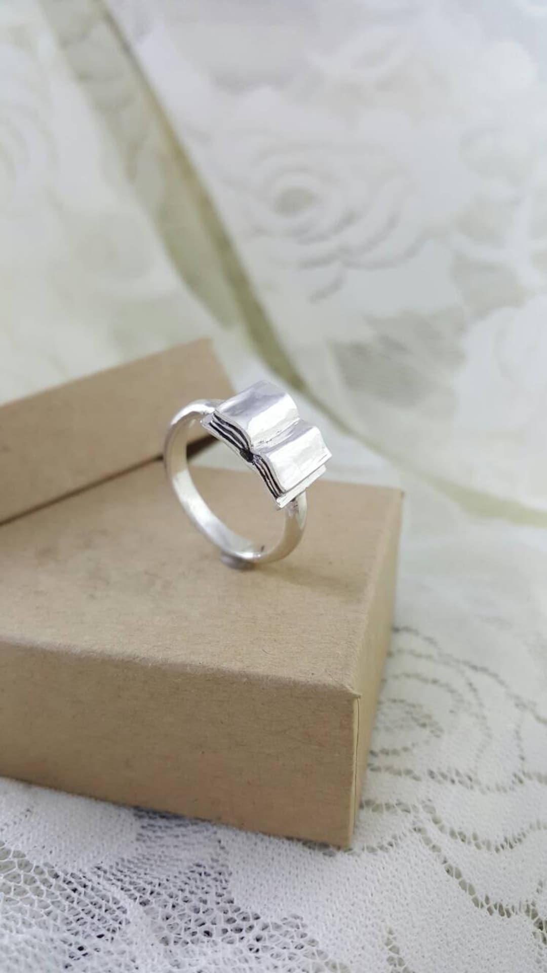 Open Book Ring in Sterling Silver , Handmade Silver Book Ring, Book ...