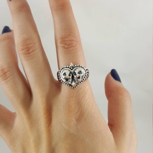 Eternal Love Skull Ring in Sterling Silver, Handcrafted Silver Double ...
