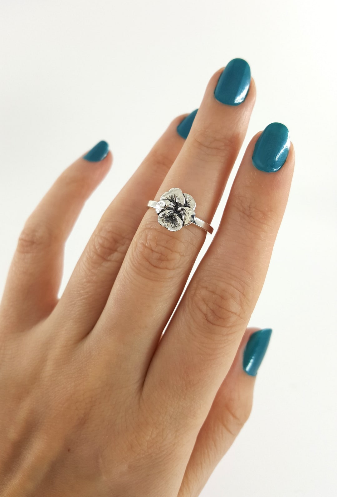 Handmade Pansy Ring in Sterling Silver, Silver Flower Memorial Ring ...