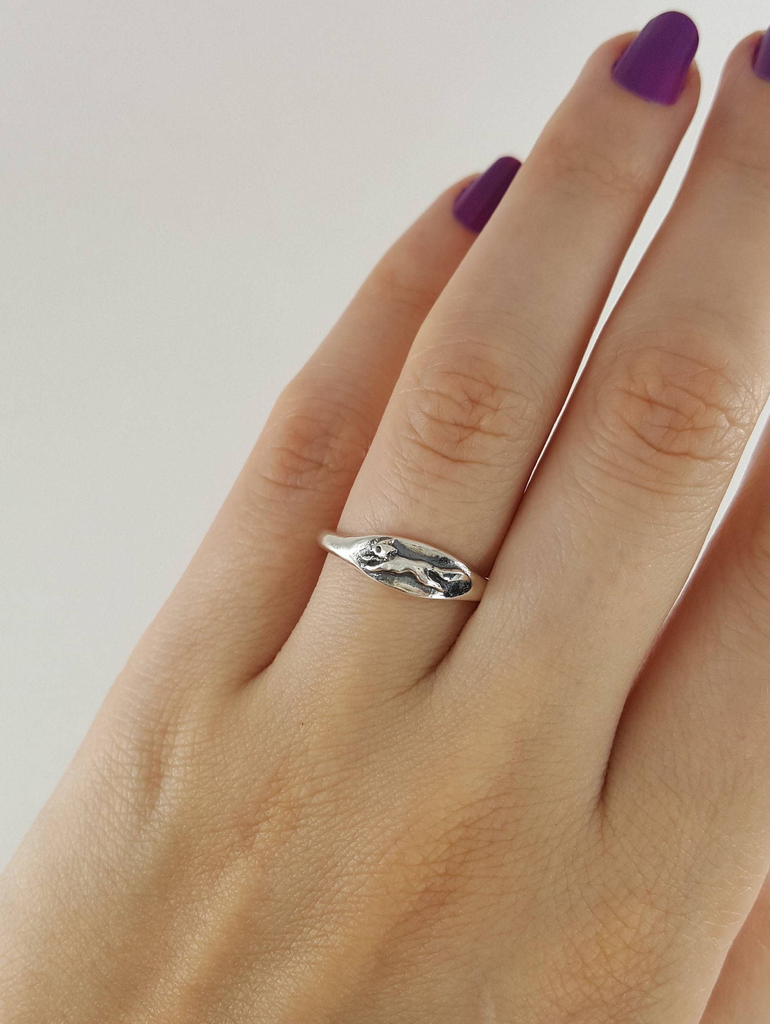 Fleet Fox Ring in Sterling Silver Tiny Silver Fox Ring Fox - Etsy