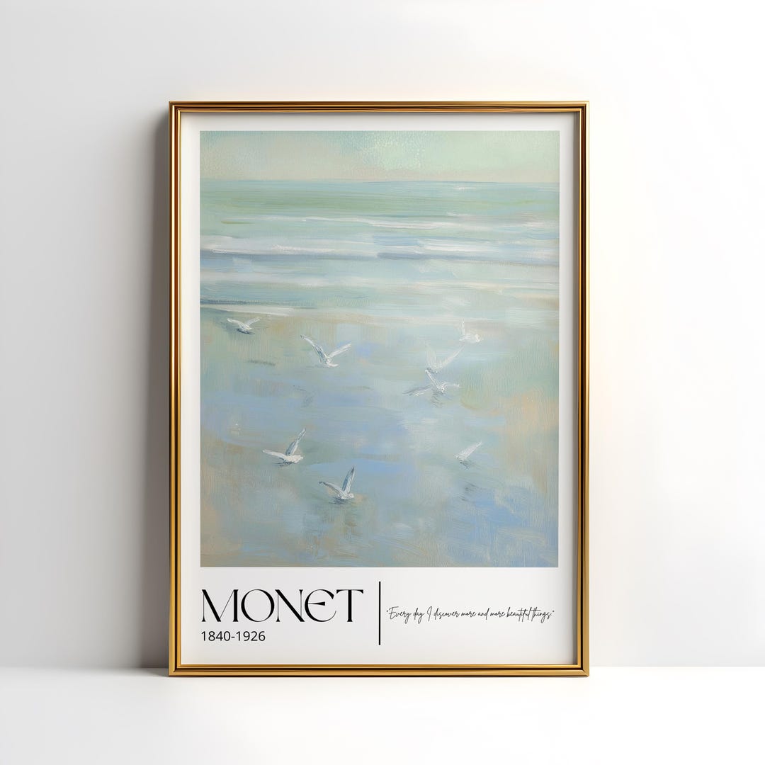Impressionism Poster- Seagull Wall Art, Claude Monet Print, Monet Style ...