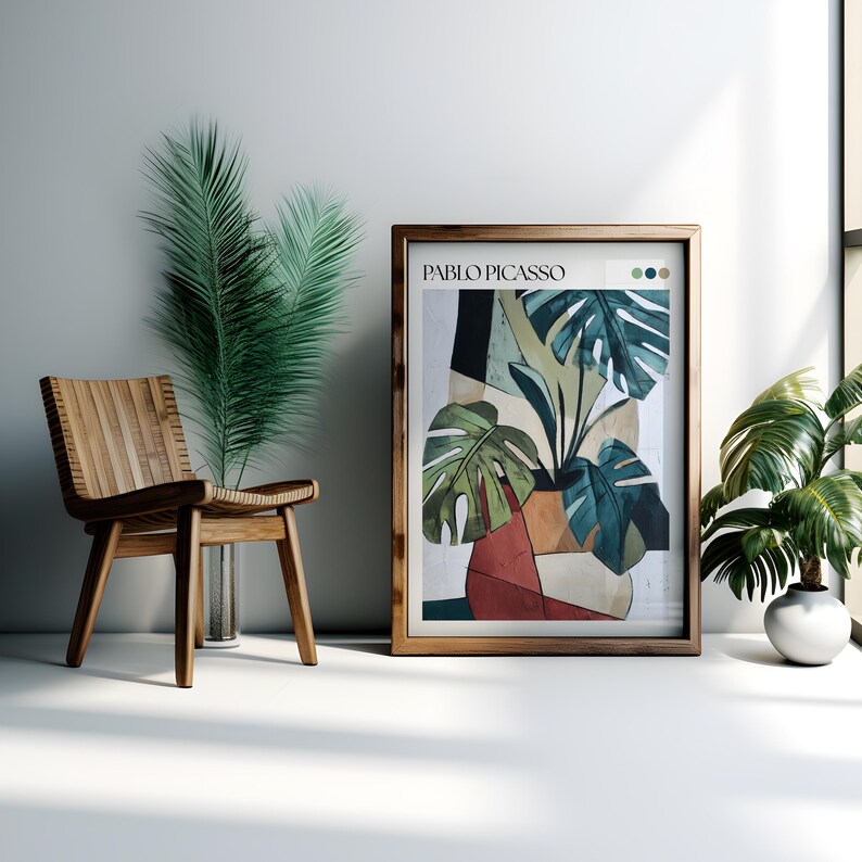 Pablo Picasso Style Monstera Leaf Print | Hallway Modern Botanical ...