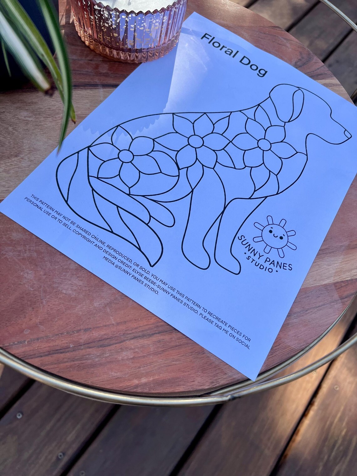 Floral Dog Stained Glass Pattern: Intermediate Level (PDF File) - Etsy
