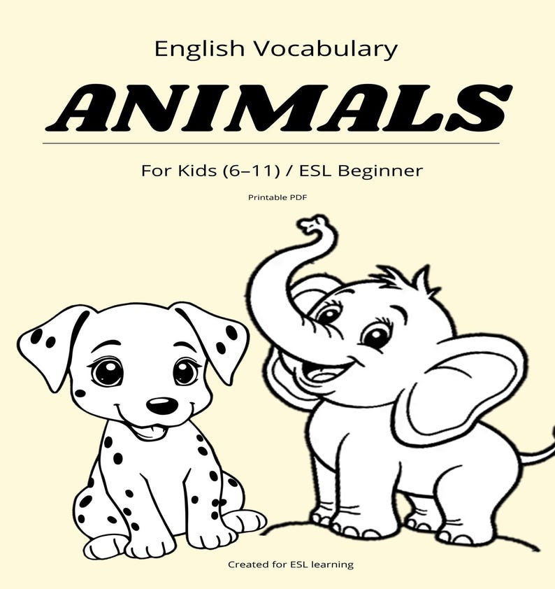 Animals Vocabulary Worksheets for Kids | ESL Printable PDF | English ...