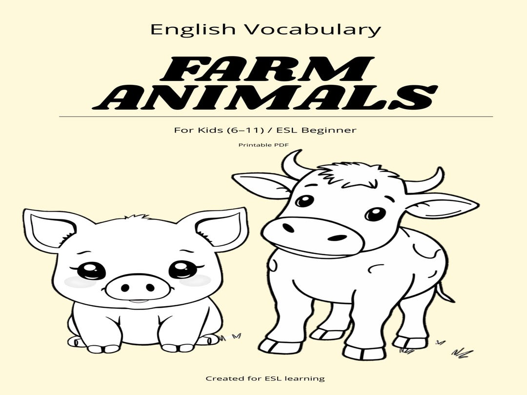 Farm Animals English Vocabulary Worksheets | ESL Printable PDF for Kids ...