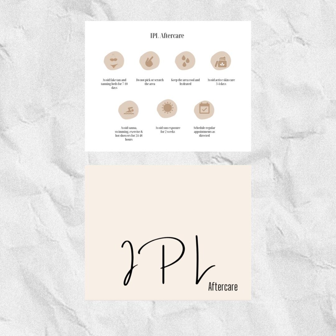IPL Aftercare Card Template, Skincare Post-treatment Instructions ...