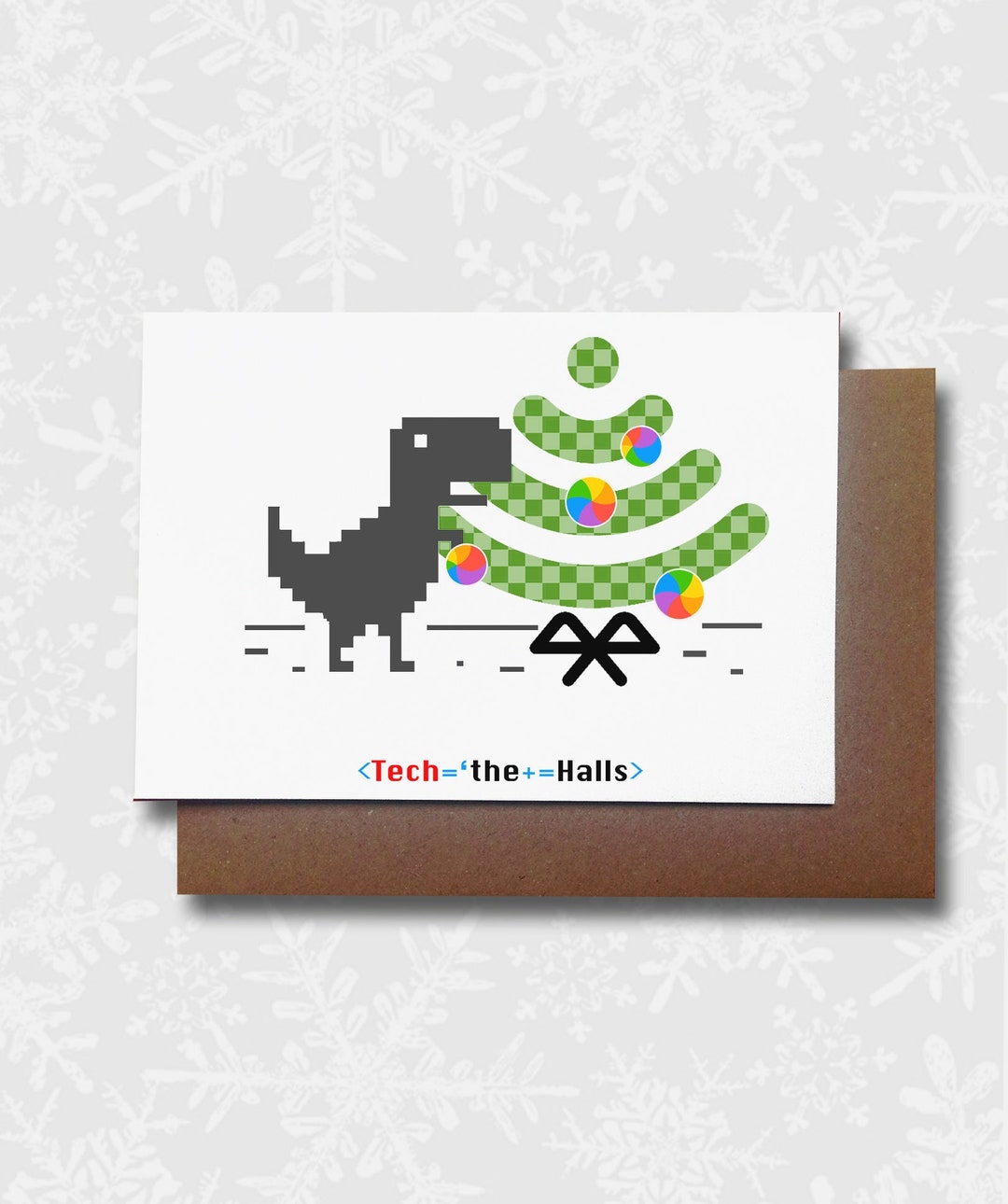 Geek Christmas Card Dinosaur T-rex Card IT Crowd Technology - Etsy