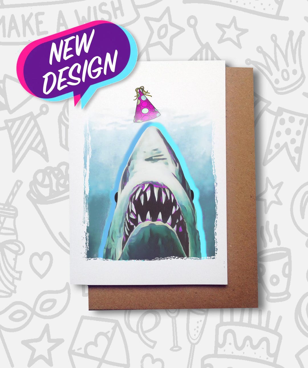 Jaws, Shark, Birthday Greetings Card. Classic Cop Fan Card. FSC ...