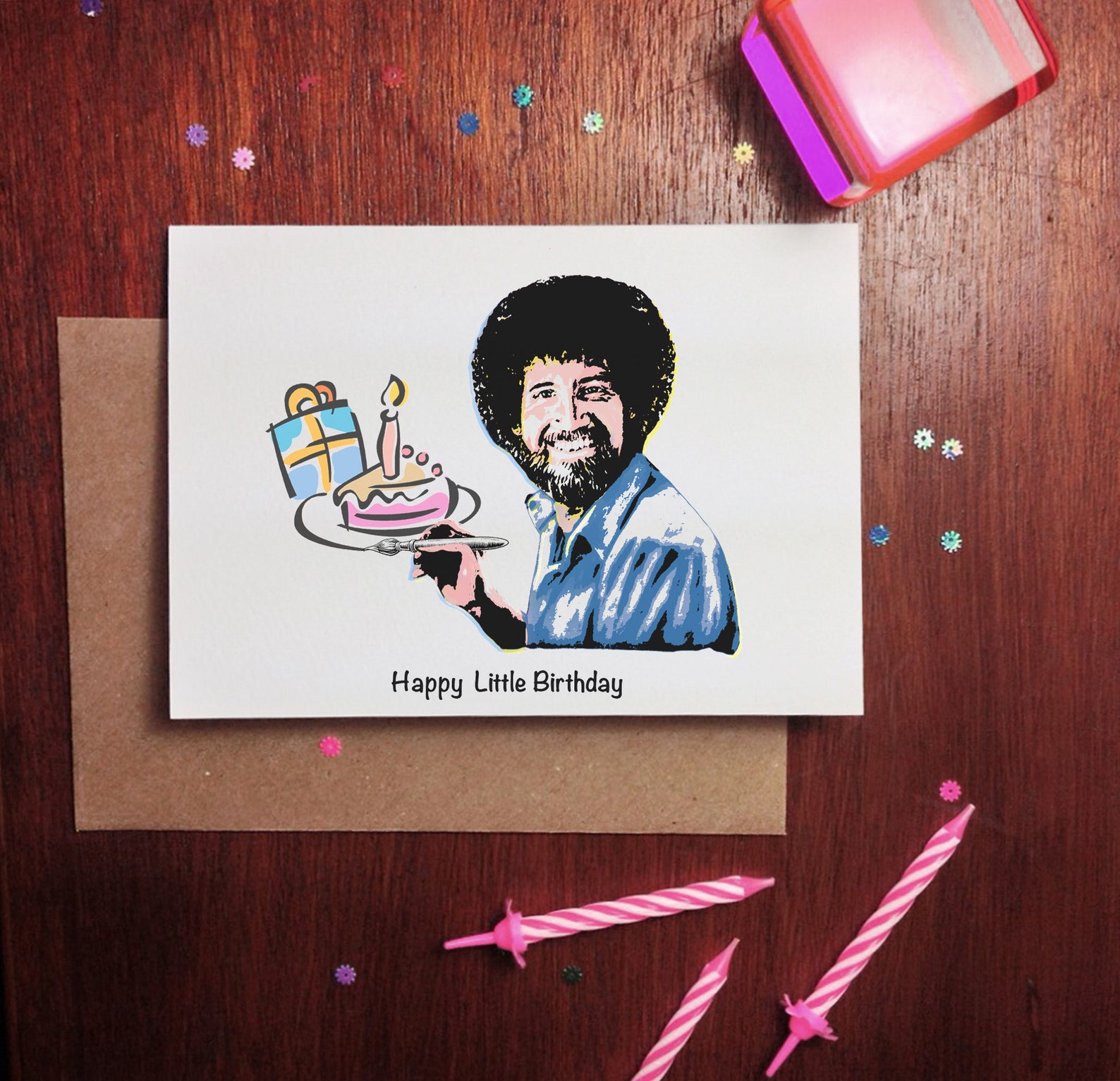 Bob Ross Birthday Card Bob Ross Greetings Card Happy | Etsy