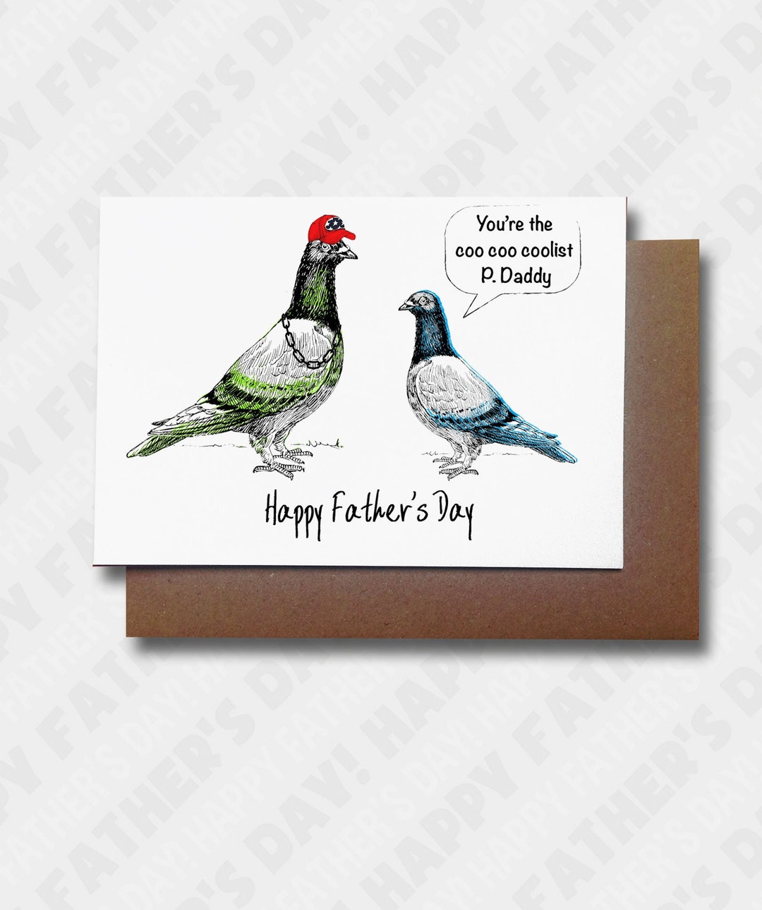 Funny Father's Day Card, Gangsta Rapper Pigeon Joke Card, UK Handmade ...