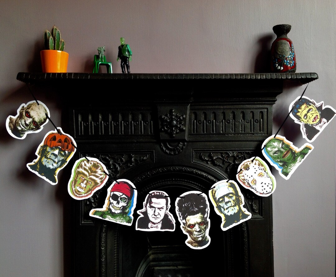 Halloween Universal Monsters Bunting, Vintage Horror Decoration, Party ...