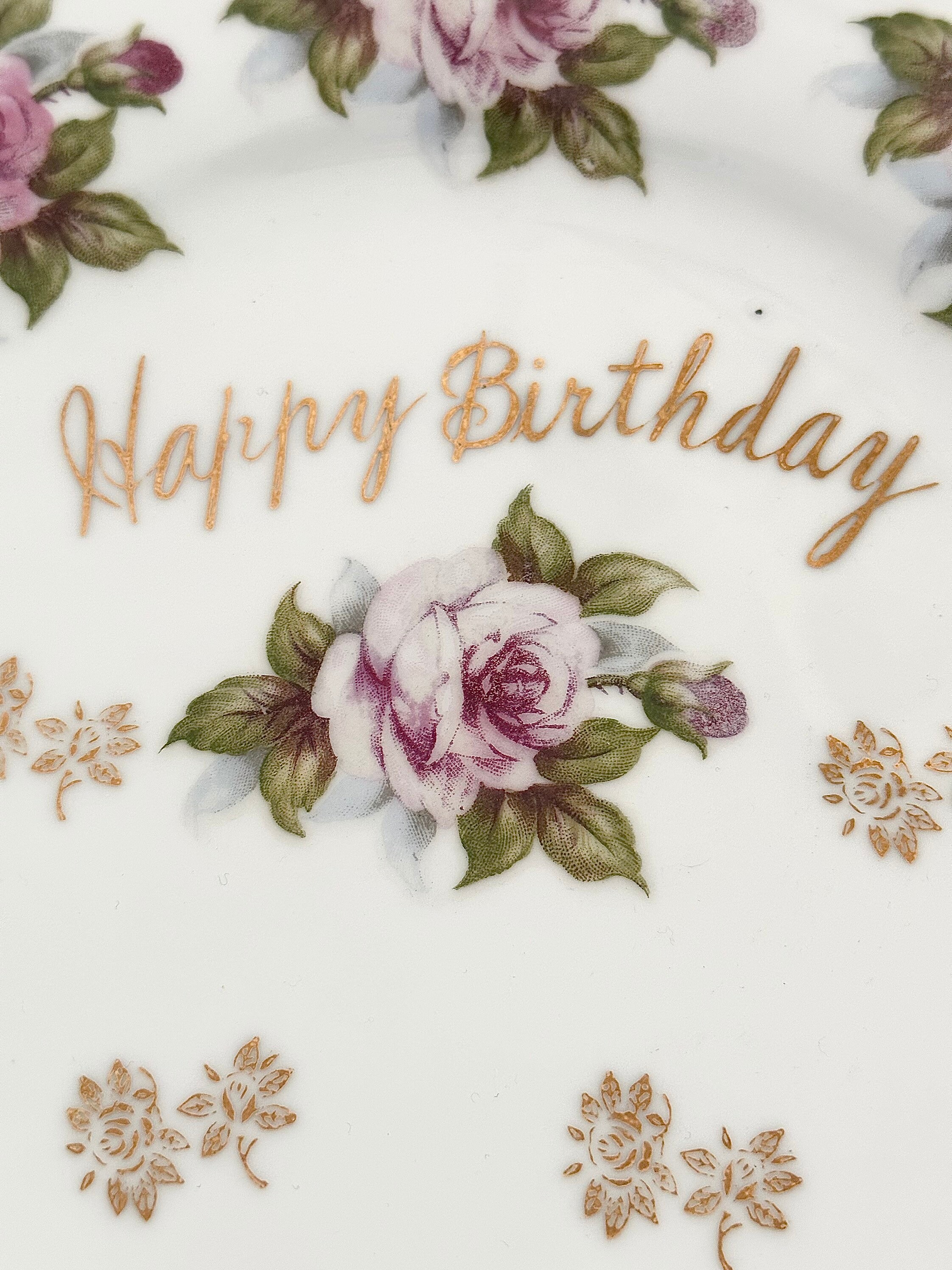 Beautiful Vintage Floral Happy Birthday China Porcelain Plate - Etsy