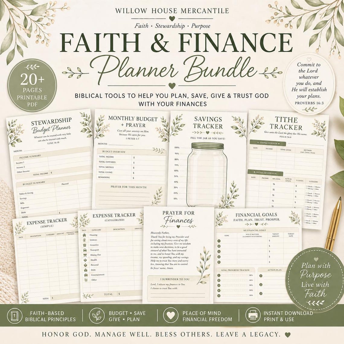 Christian Budget Planner, Faith Finance Bundle, Tithe Tracker (PDF ...