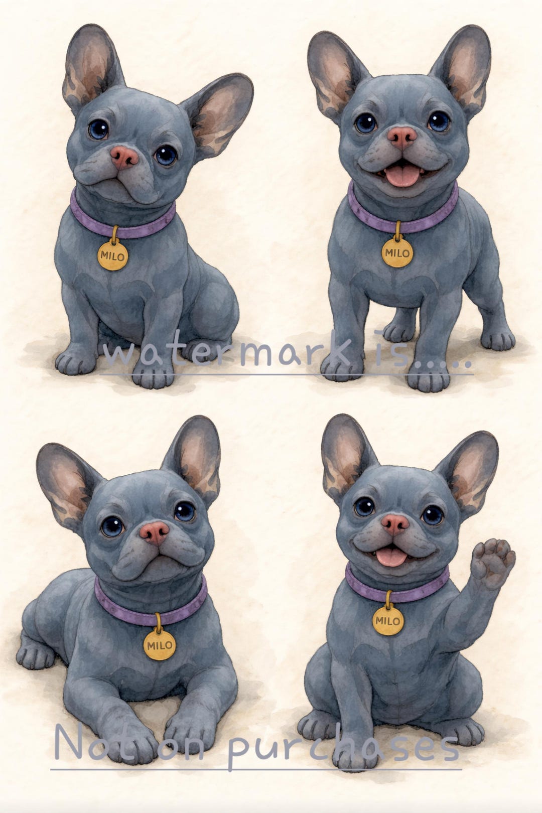Milo French Bulldog Clipart – Blue Puppy PNG (5 Pack) - Etsy