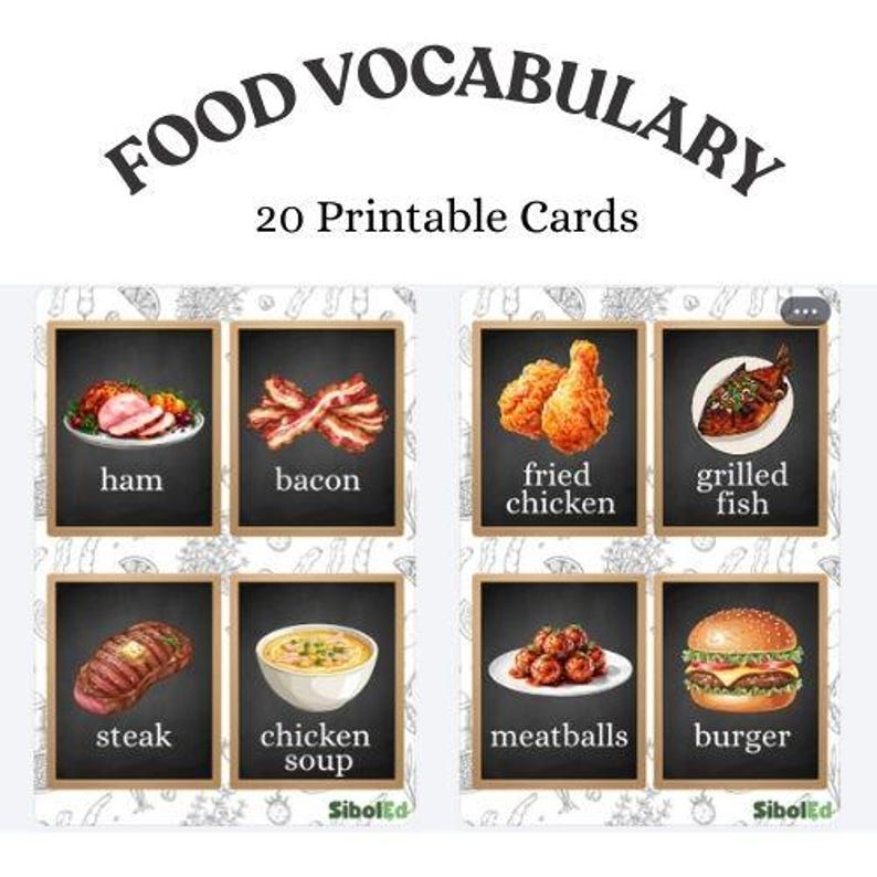 Printable ESL Food Vocabulary Bundle | Food, Fruits, Vegetables ...