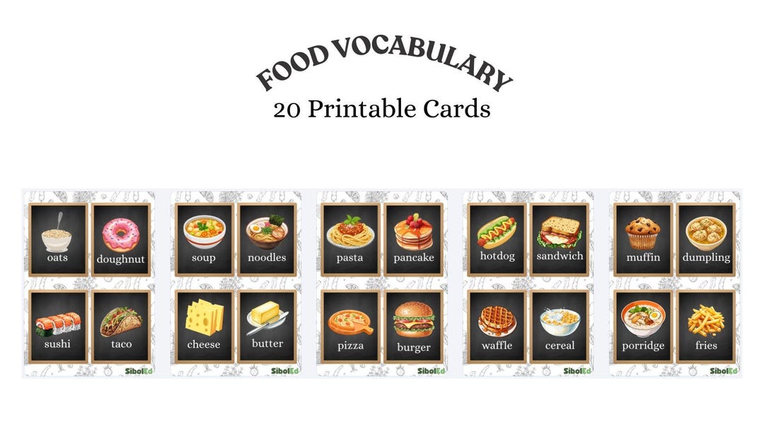Printable Food Vocabulary Flashcards | ESL Teaching Resource | 20 Cards ...