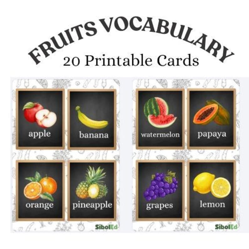 Printable ESL Food Vocabulary Bundle | Food, Fruits, Vegetables ...