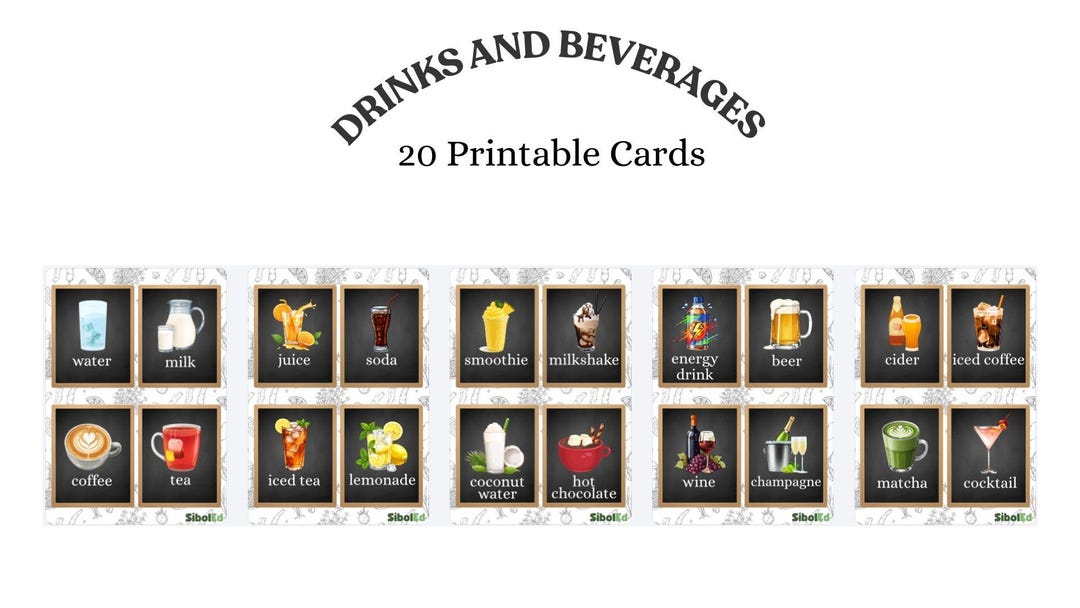 Printable Drinks and Beverages Vocabulary Flashcards | ESL Teaching ...