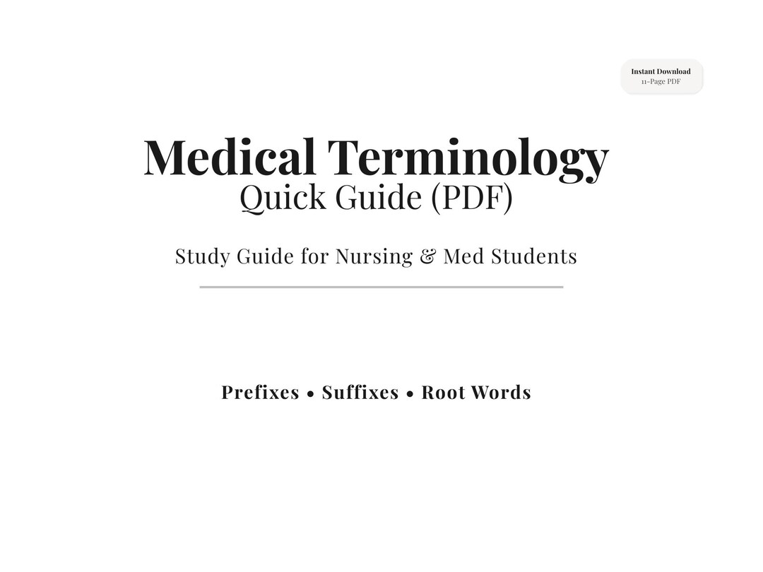 Medical Terminology Quick Guide PDF Nursing & Med Students Prefixes ...