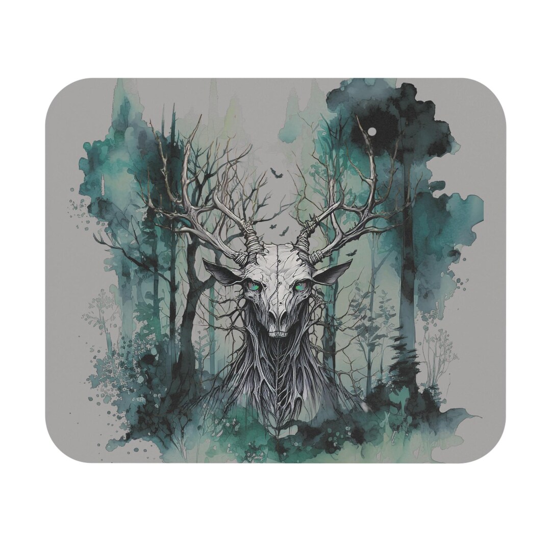 Wendigo Mouse Pad Gray Spooky Forest With Cryptid Mousepad for ...