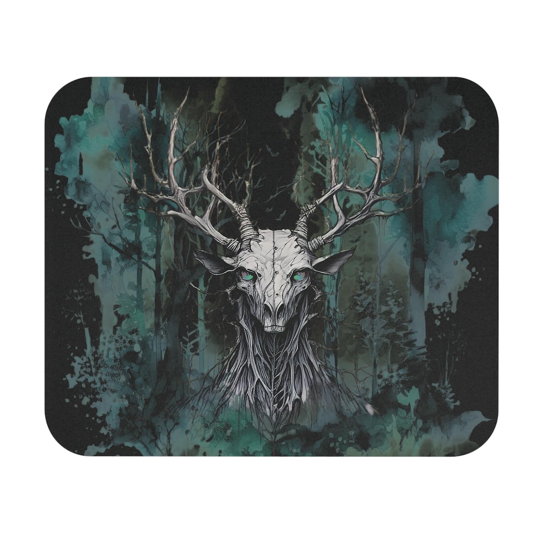Wendigo Mouse Pad Gray Spooky Forest With Cryptid Mousepad for ...