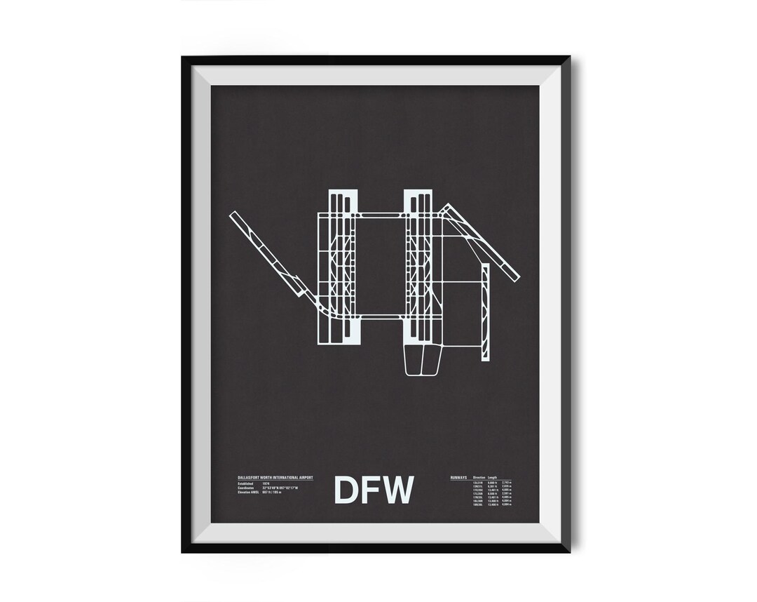 DFW: Dallas / Fort Worth International Screenprint - Etsy