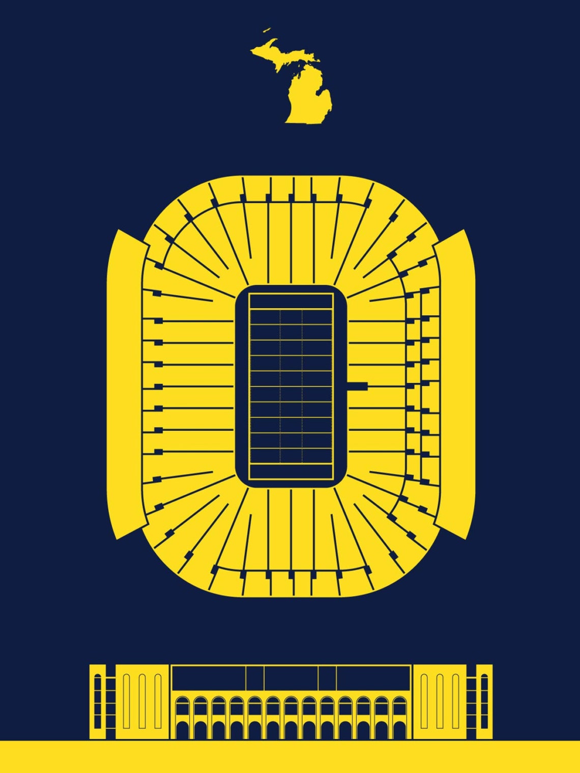 Michigan Stadium Screenprint: Michigan Wolverines - Etsy
