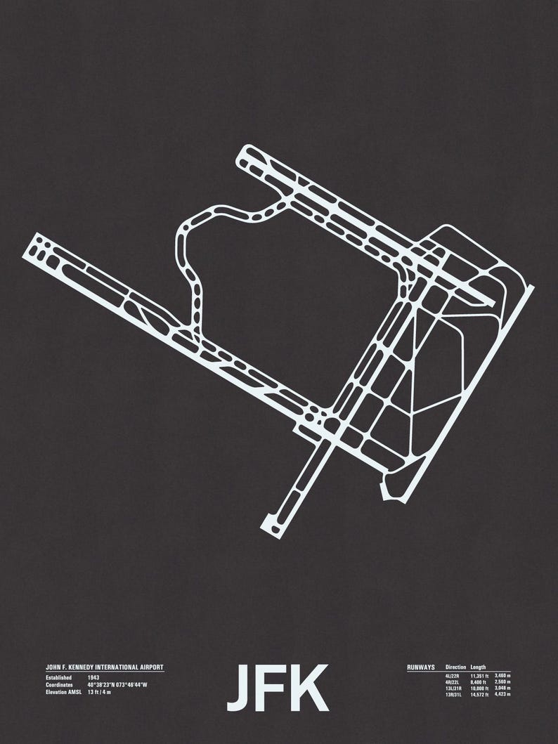 JFK: John F. Kennedy International Airport Screenprint - Etsy