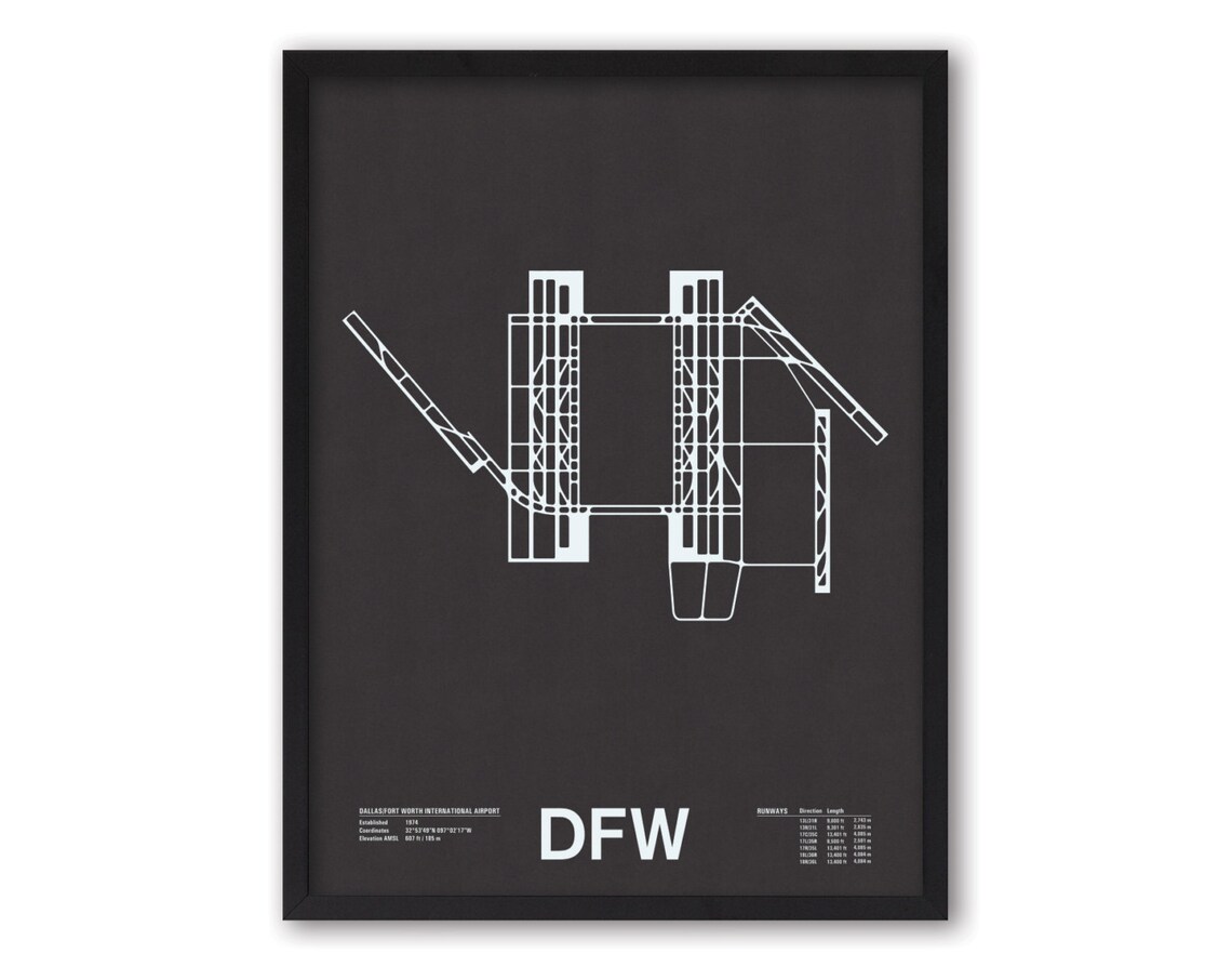 DFW: Dallas / Fort Worth International Screenprint - Etsy