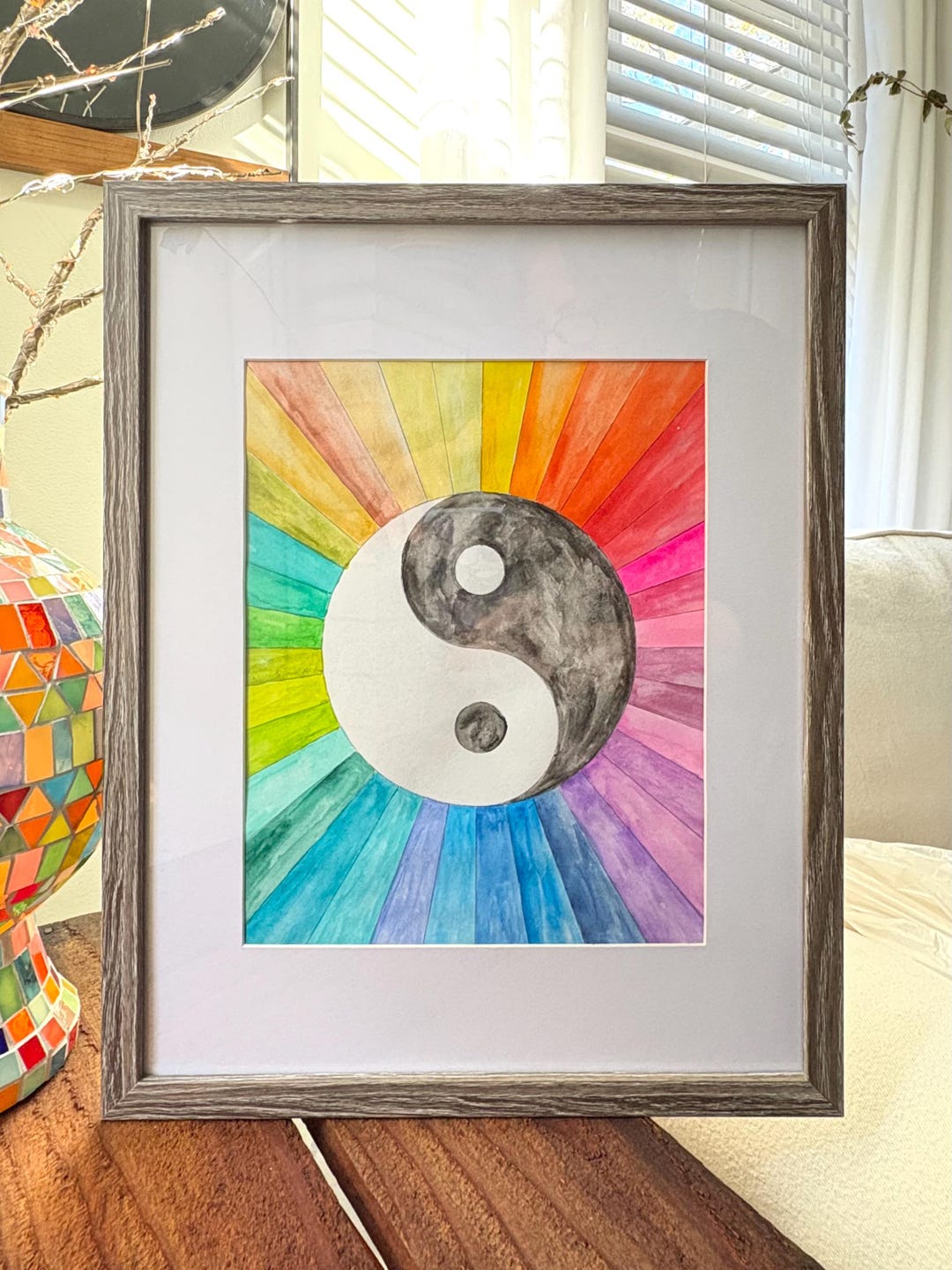 Original Yin Yang Watercolor And Frame Duality Balance Sacred