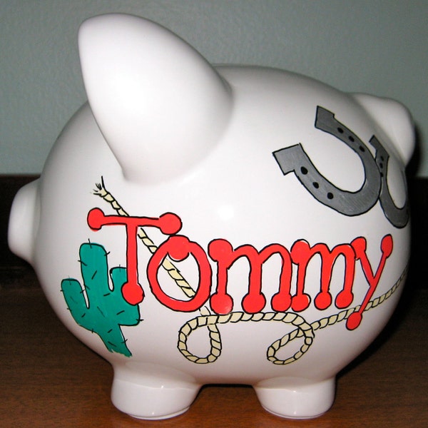Cowboy Piggy Bank - Etsy