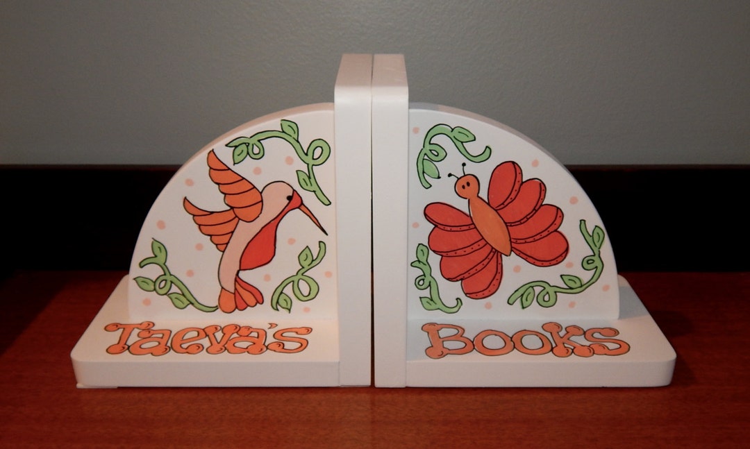 Hummingbird and Butterfly Personalized and Hand Painted Bookends - Etsy
