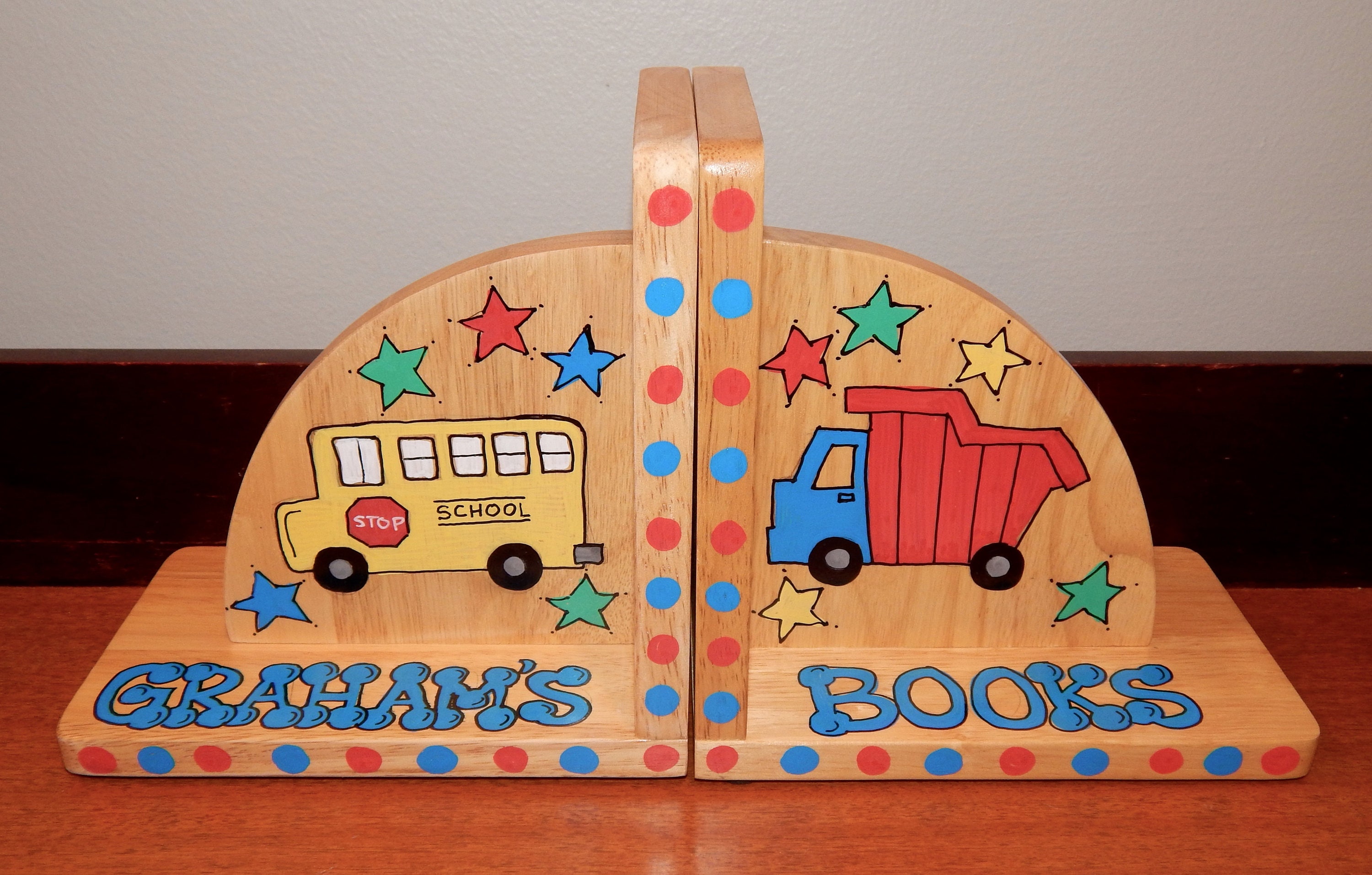 Personalized & Hand Painted Truck Bookends - Etsy