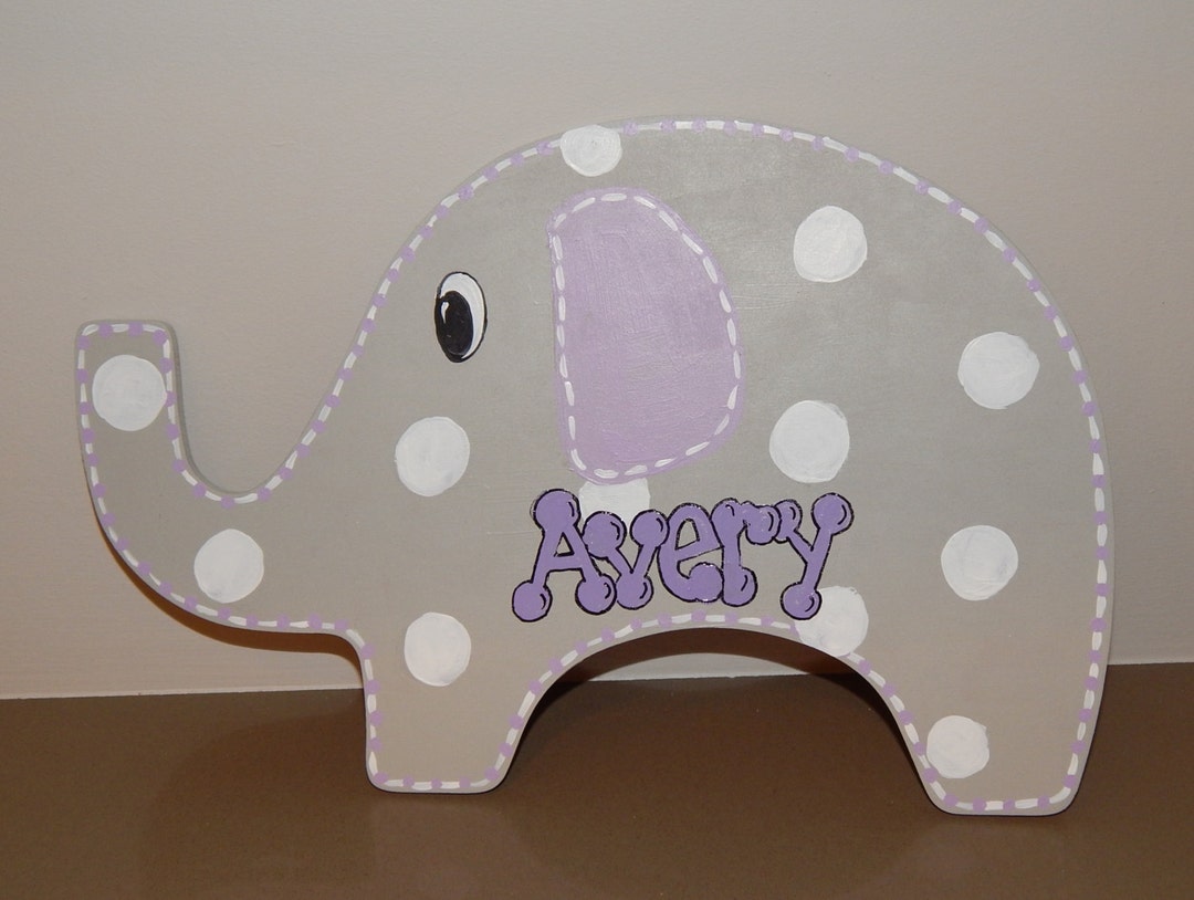 Hand Painted Wood Elephant Door Sign - Etsy