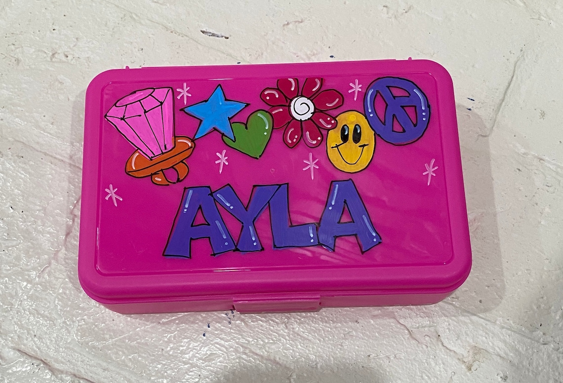 Personalized Pencil Box Hand Painted - Etsy