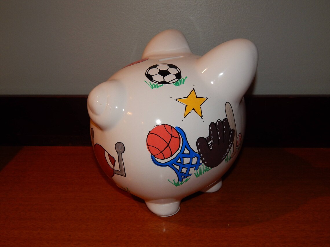 Sports Theme Personalized Piggy Bank - Etsy